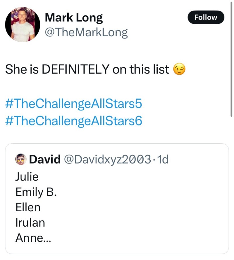 “The Challenge” Star Mark Teases A Female Vet Wants To Make Her Return ...